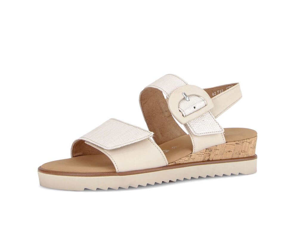 Platåsandaler - 82.752.80 - Materialblandning skinn beige