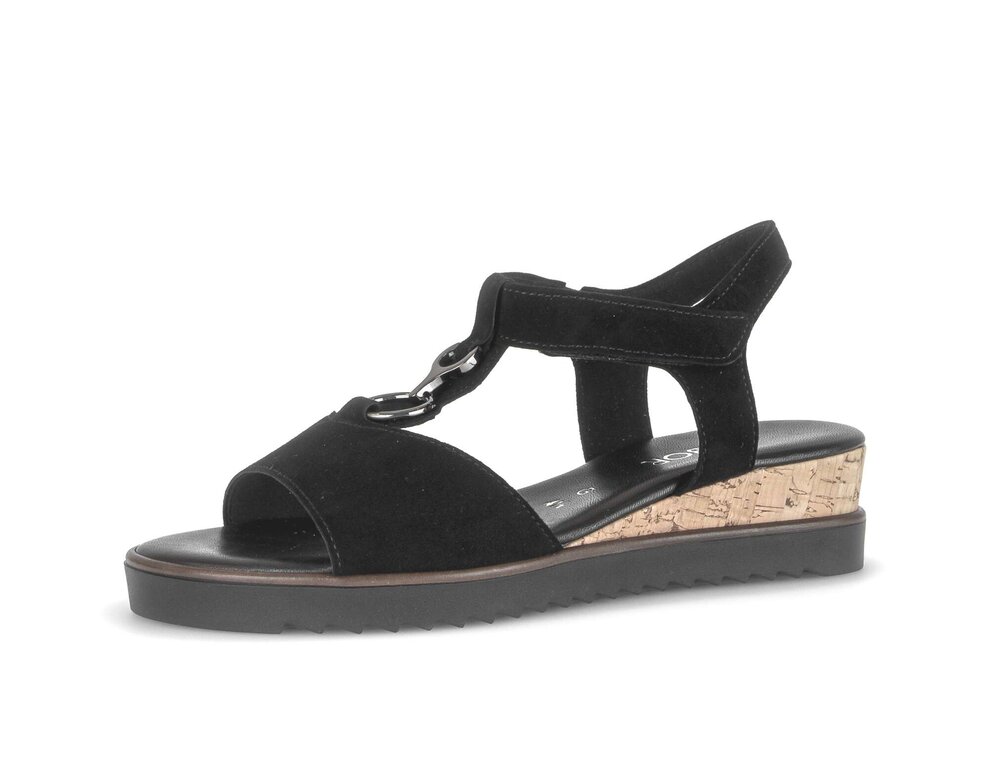 Sandale à bride - 82.754.47 - Cuir suédé noir | Gabor