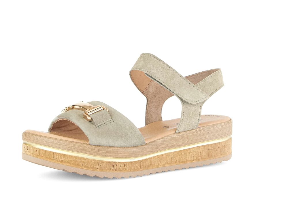 Sandale met plateauzool - 44.561.19 - Suède groen | Gabor
