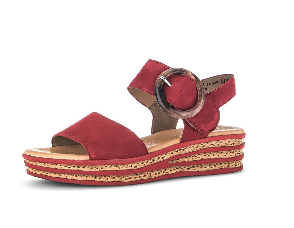 Sandale à plateforme - 64.550.15 - Cuir suédé rouge | Gabor